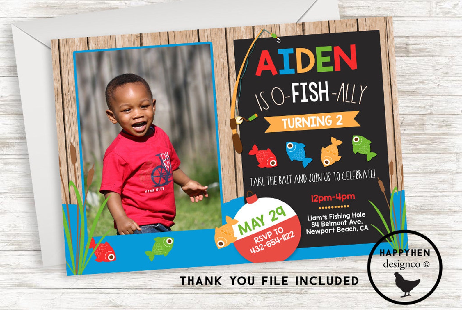 Fishing Birthday Invitation Invite Photo Picture Kids Digital - Etsy