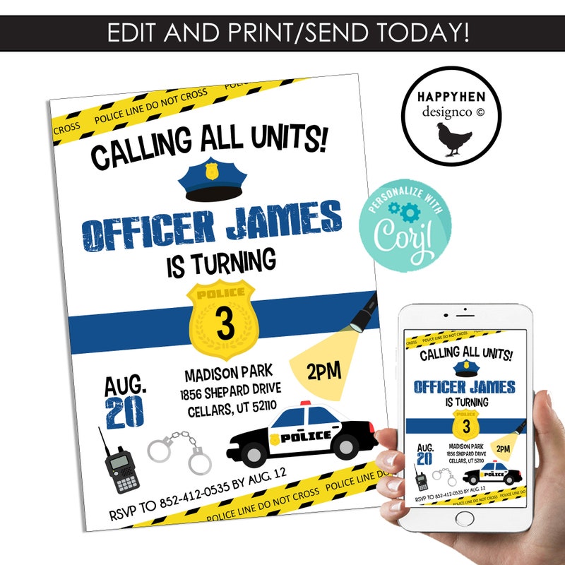Police Invitations - Etsy