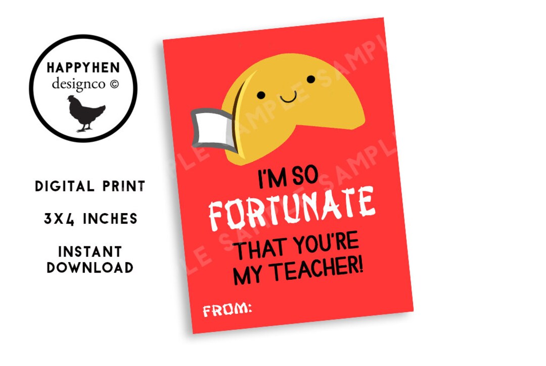 Fortune Cookie Teacher Appreciation Week Digital Print Card Gift ...