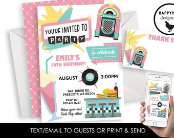 Sock Hop Birthday Invitation | Etsy