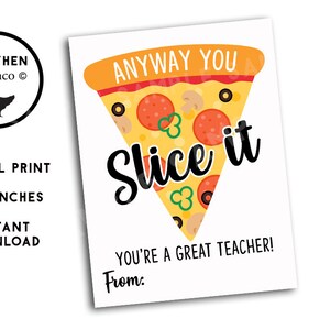 Pizza Teacher Appreciation Week Printable Instant Download Digital Card ...
