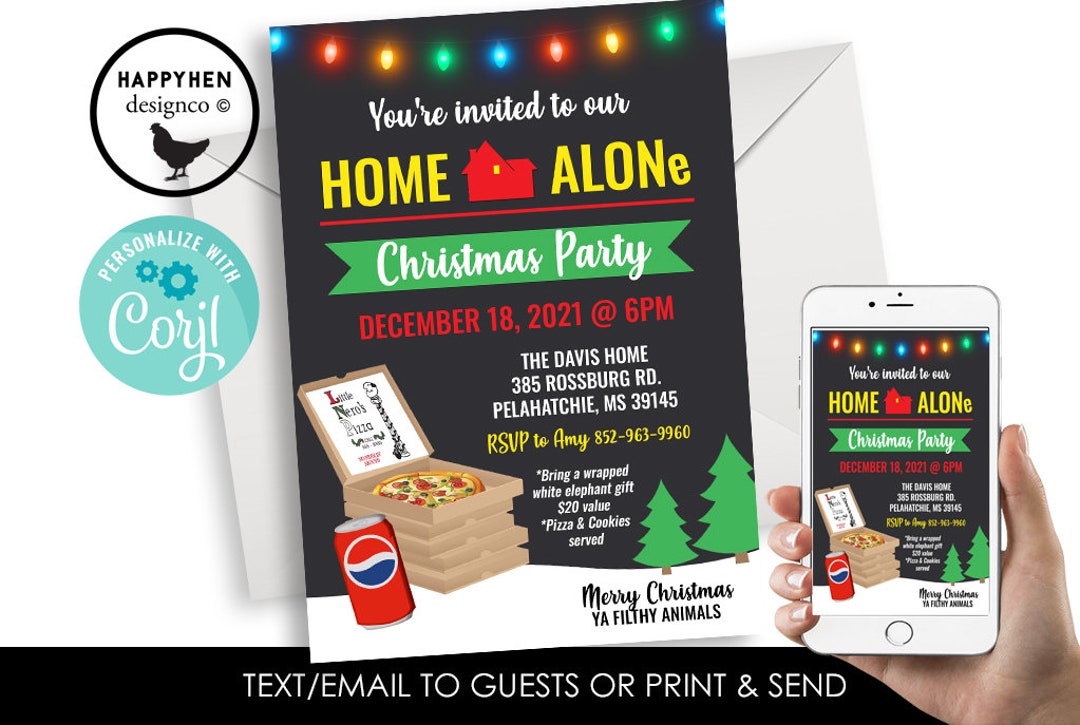 Editable Home Alone Christmas Party Invitation Invite Digital 5x7 ...