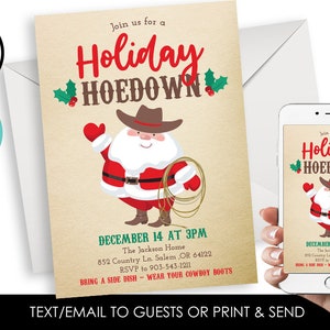 Editable Country Christmas Invitation Party Digital Invite Holiday ...