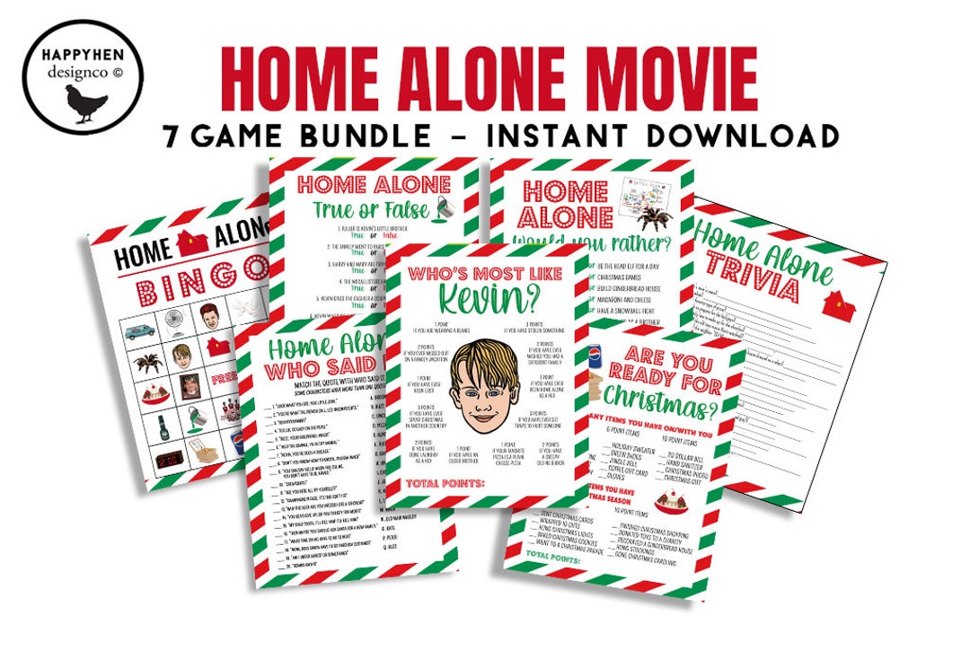 Home Alone Movie Games Bundle Digital Game Printable Christmas Party ...
