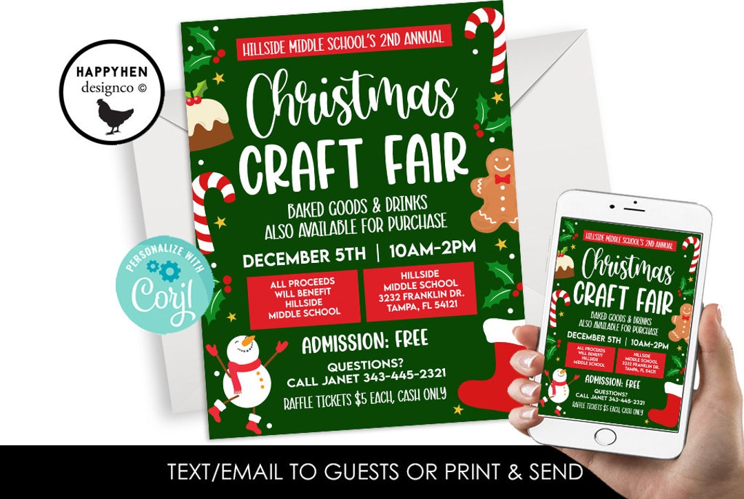Editable Christmas Craft Fair Flyer Template Holiday Market Instant ...