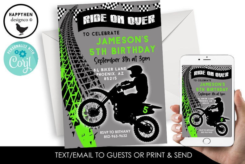 Editable Dirtbike Invitation Invite Motorcross Birthday Party - Etsy