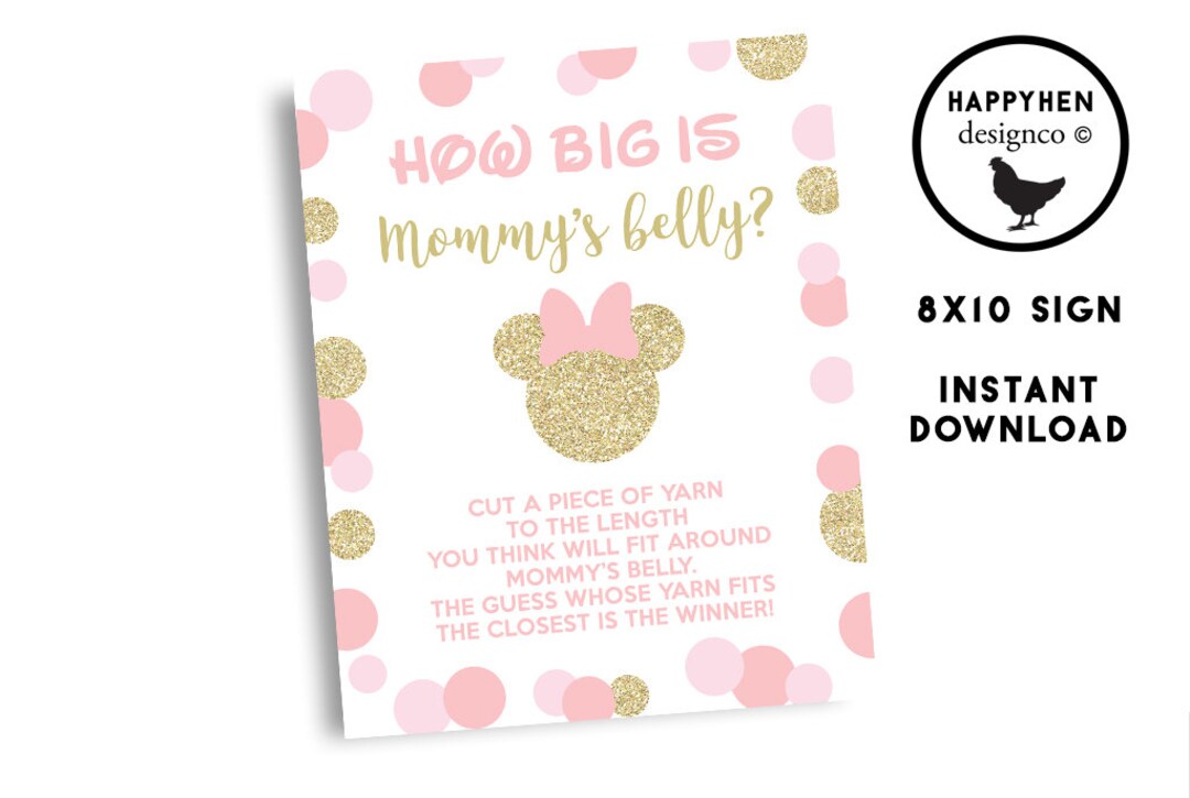 Minnie Baby Shower Game Mouse How Big is Mommy's Belly Digital Instant ...