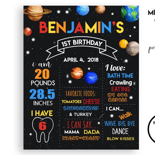 Space Birthday Milestone Chart - Etsy