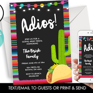 Editable Adios Going Away Invitation Invite Digital 5x7 Fiesta ...
