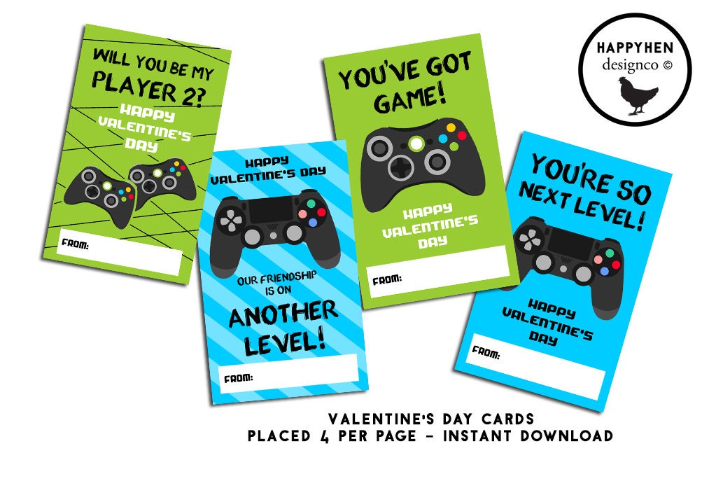 Gamer Valentine Cards Gaming Kids Printable Digital - Etsy