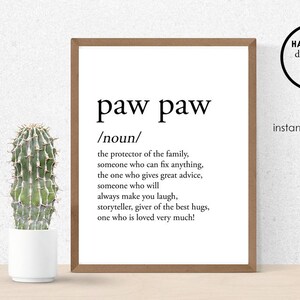 Paw Paw Definition Digital Print NOT EDITABLE 8x10 Father's Day Gift ...