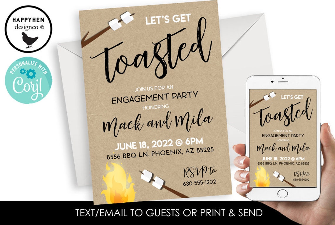 Editable Let's Get Toasted Invite Invitation Digital 5x7 - Etsy