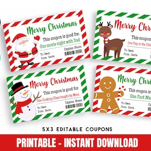 Editable Christmas Coupons Digital Holiday Coupon Template Holidays 5x3 ...