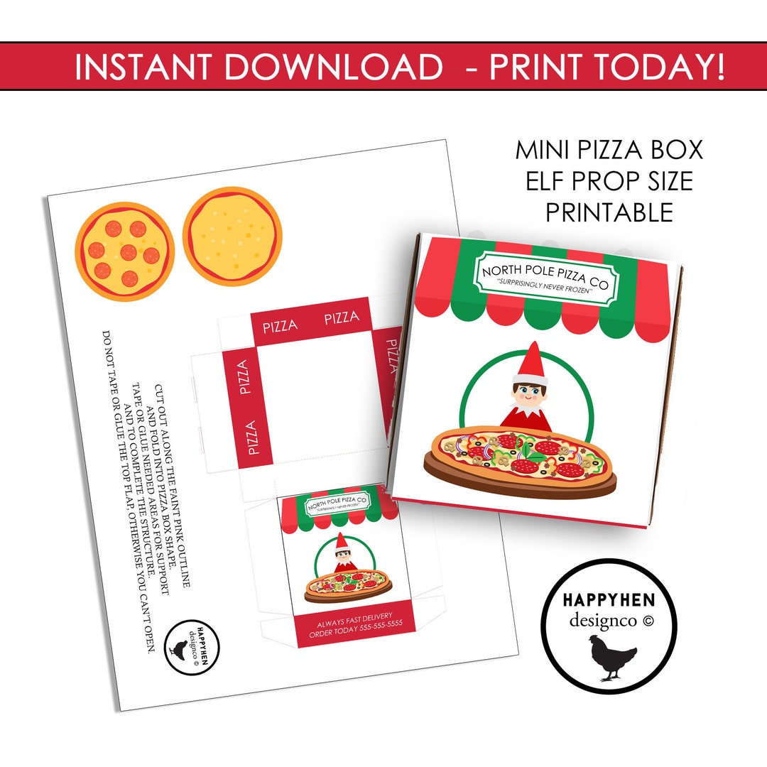 Elf Props Pizza Box Digital Printable Notes Ideas Activity Elves ...