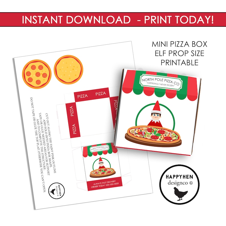 Elf Props Pizza Box Digital Printable Notes Ideas Activity Elves ...