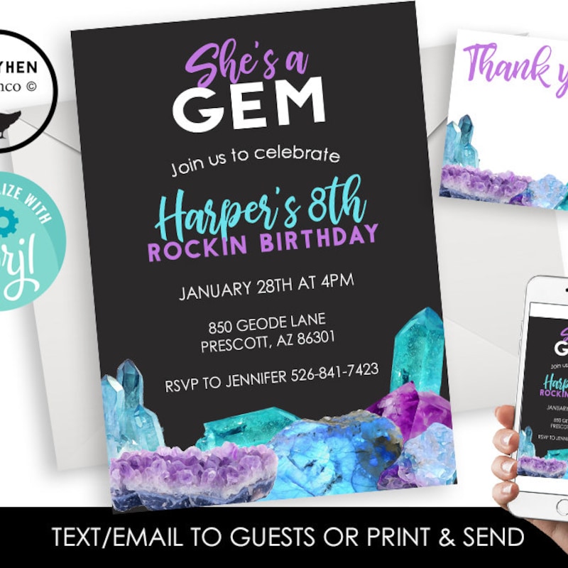 Geode Invitation - Etsy