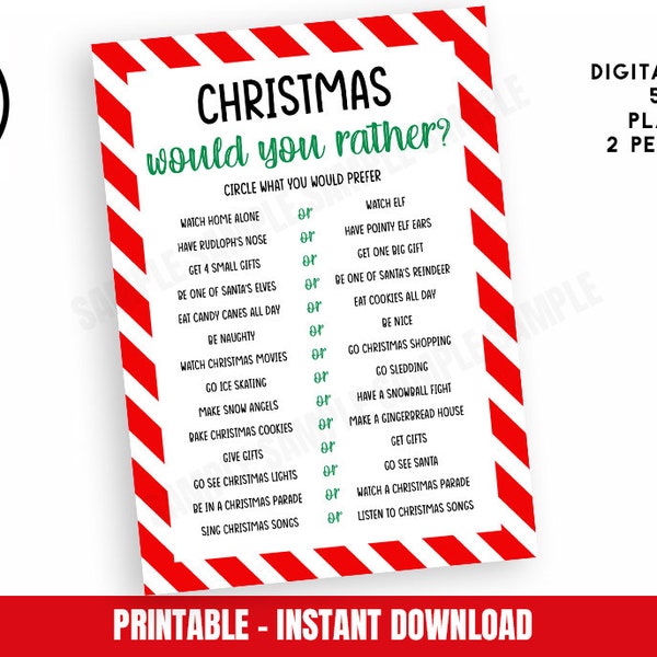 Would You Rather Holiday - Etsy