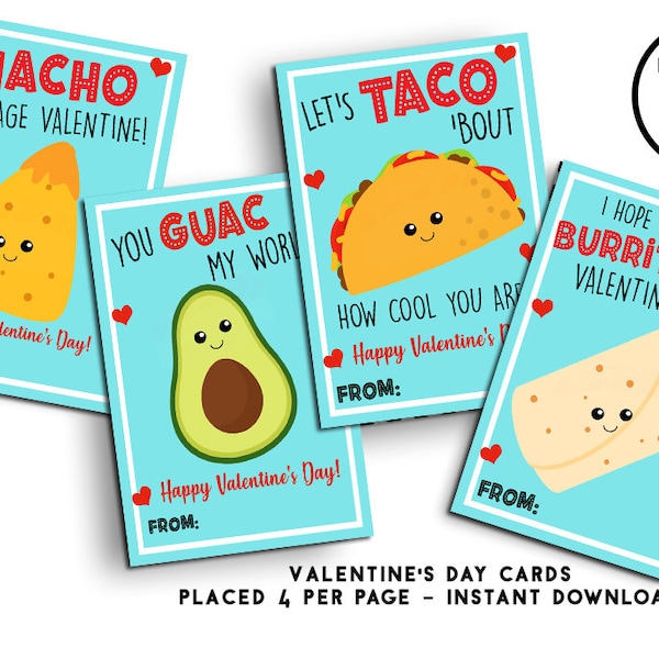 Taco Valentine Card - Etsy