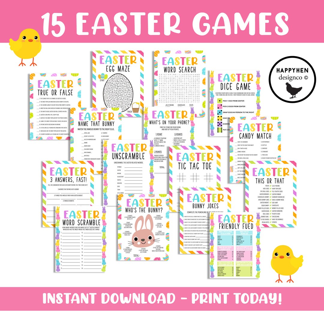 Easter Party Games Bundle, Easter Family Games, Printable Easter Party ...