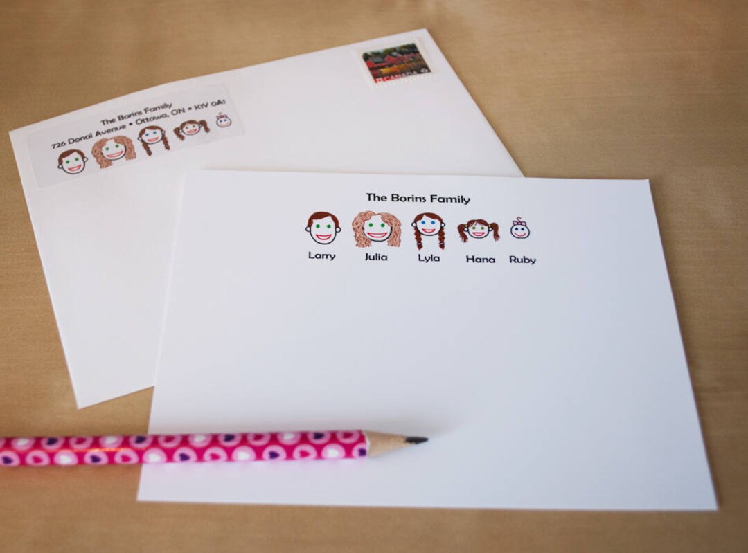 Set of 40 Custom Flat Card Stationery With Hand Drawn Faces - Etsy