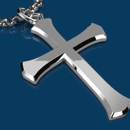 Sterling Silver Men Cross Necklace Elegant Classic Silver - Etsy