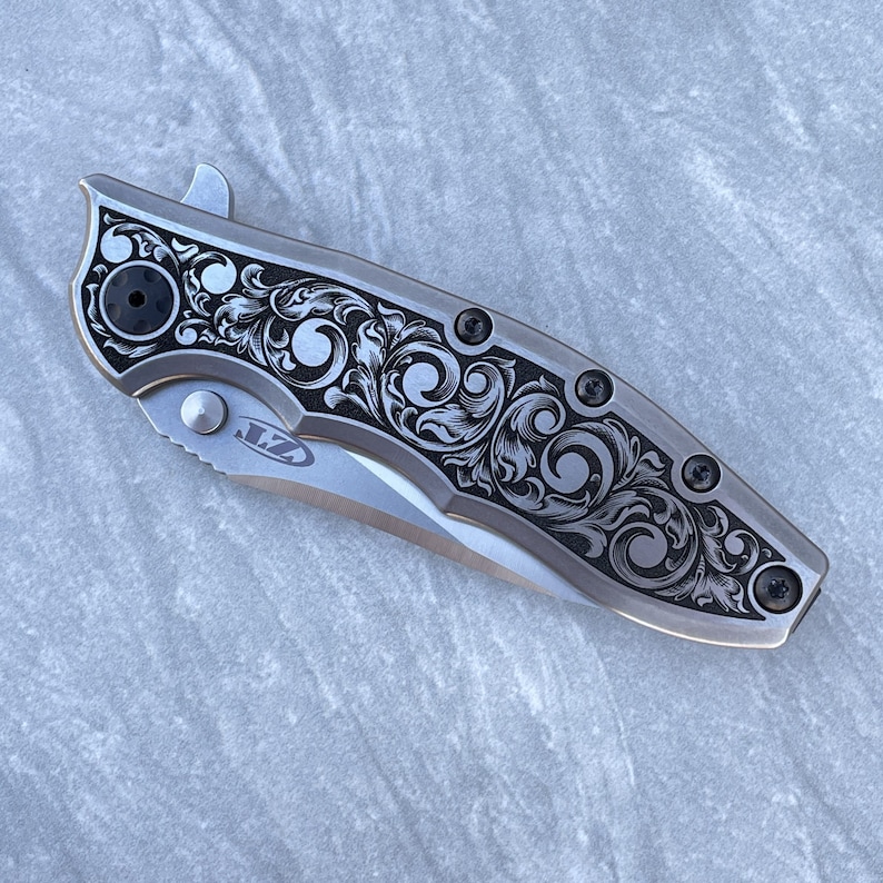 Zero Tolerance Hinderer 0562ti Hand Drawn, Laser Engraved Scrollwork - Etsy