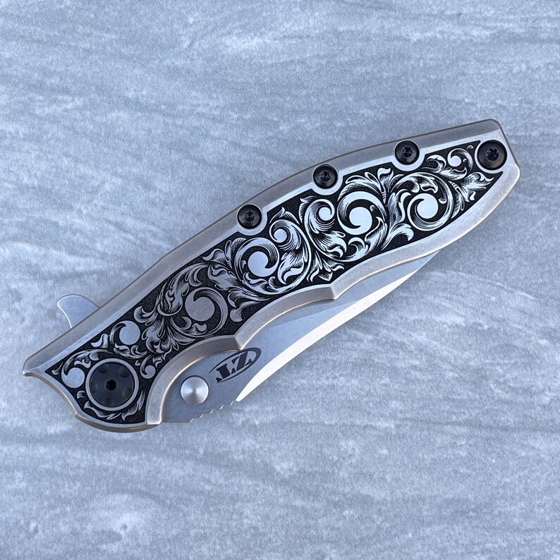 Zero Tolerance Hinderer 0562ti Hand Drawn, Laser Engraved Scrollwork - Etsy