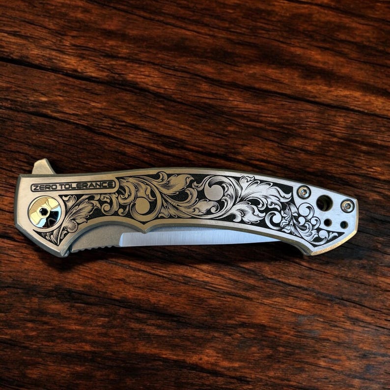 Zero Tolerance 0450ti Sinkevich - Hand Drawn, Laser Engraved Scrollwork ...