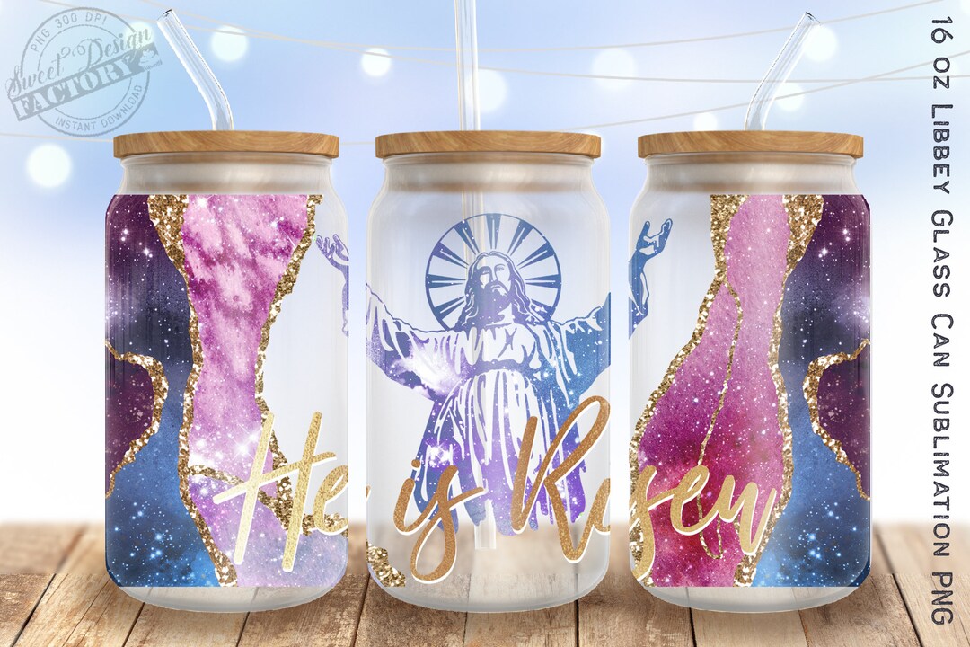 Jesus Libbey Glass Can Png, Religious Tumbler Png, Christmas Glass Can ...