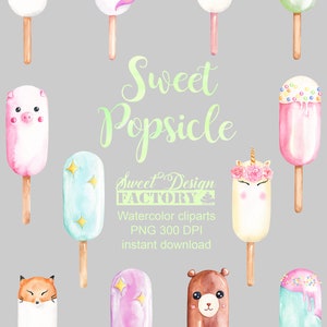 Popcicle Watercolor Clipart, Ice Cream Clipart, Watercolor Summer ...