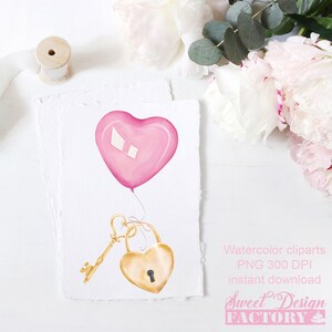 Valentine's Day Watercolor Clipart, Valentine Clipart, Love Clipart ...