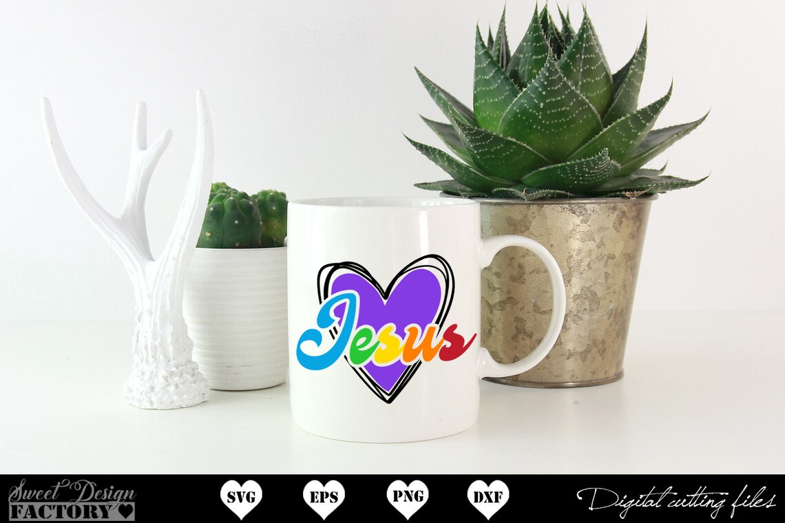 Jesus SVG Jesus Rainbow SVG Rainbow Heart Svg Christian - Etsy