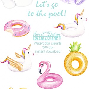 Float Watercolor Clipart, Pool Inflatable Clipart, Summer Clipart ...