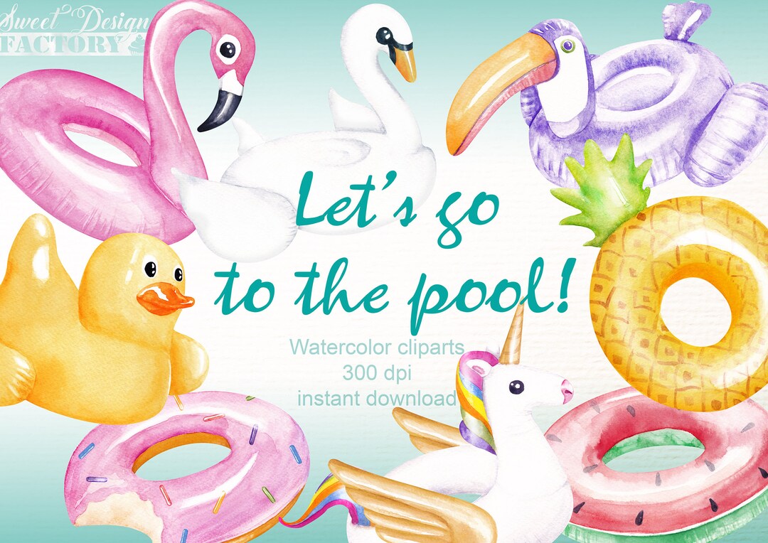 Float Watercolor Clipart, Pool Inflatable Clipart, Summer Clipart ...