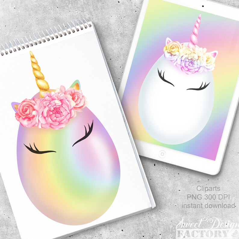 Easter Unicorn Clipart Unicorn Egg Rainbow Clipart Easter - Etsy