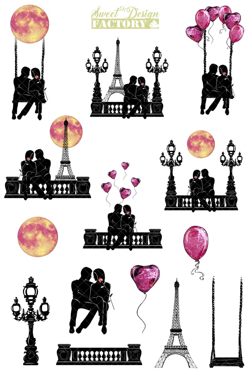 Valentine Watercolor Clipart Love Clipart Paris Clipart | Etsy