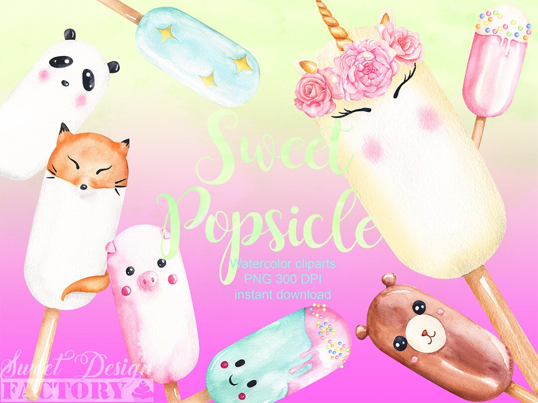 Popcicle Watercolor Clipart, Ice Cream Clipart, Watercolor Summer ...