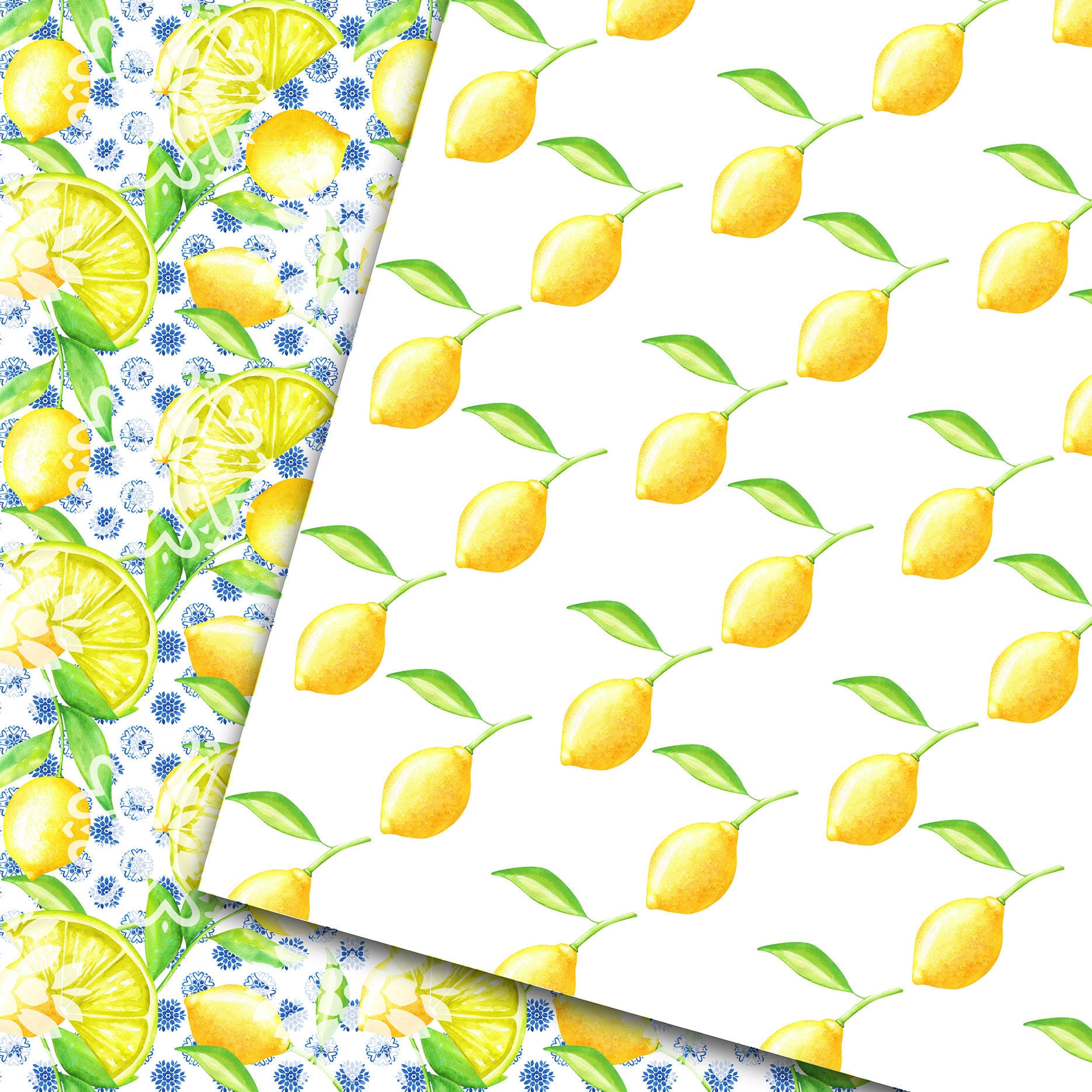 Watercolor Lemon Paper Pack, Citrus Digital Paper, Lemon Sublimation ...