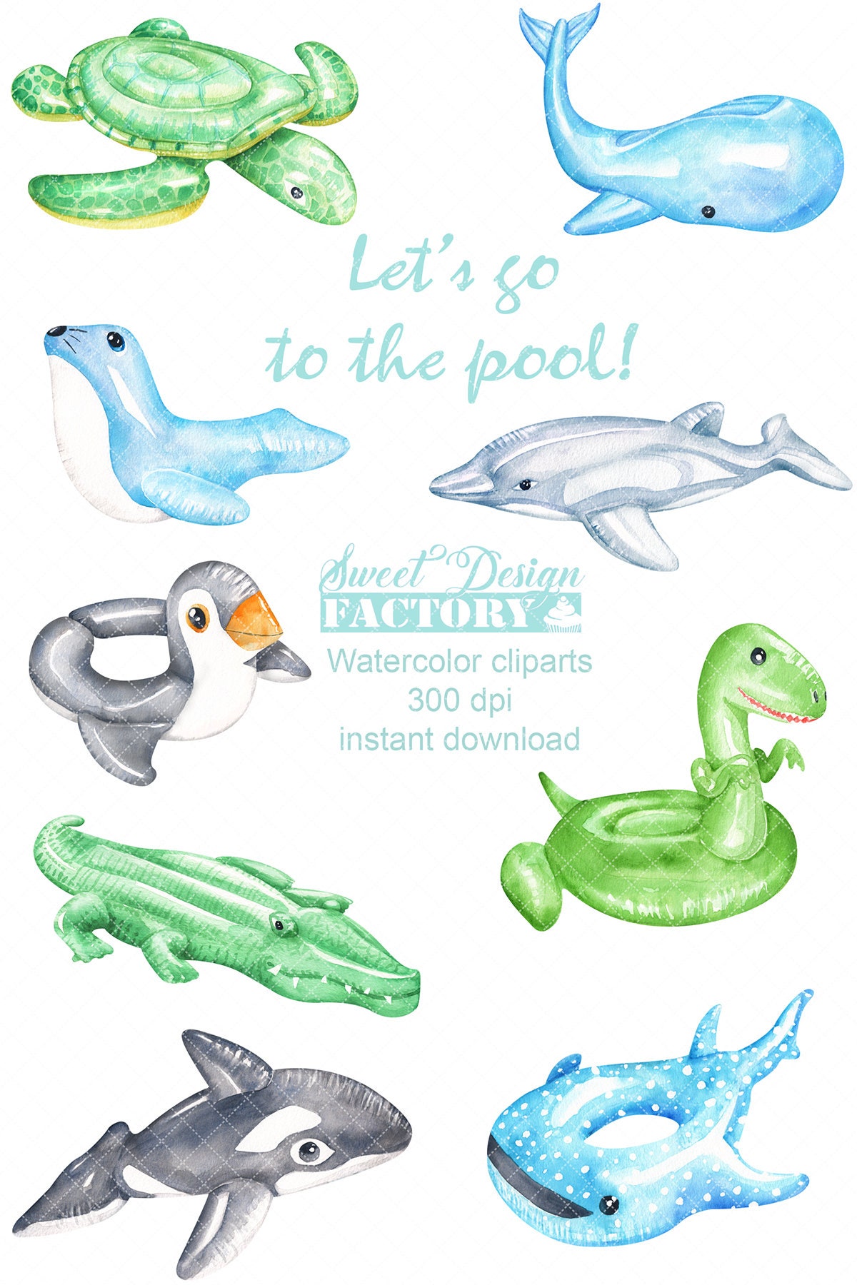 Pool Float Watercolor Clipart / Pool Clipart/ Beach Clipart/ | Etsy