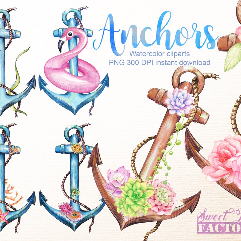 Watercolor Anchor - Etsy