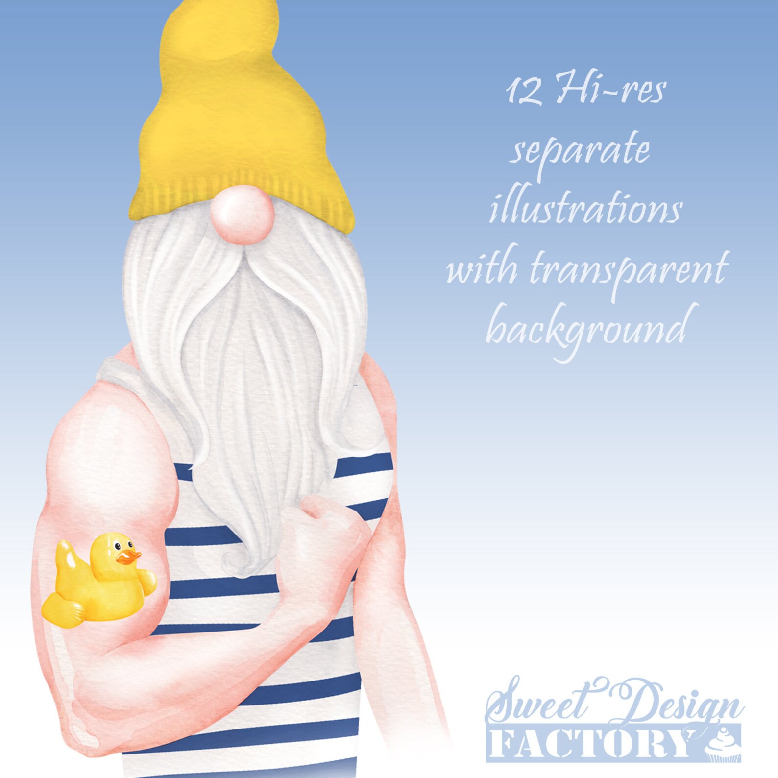 Summer Gnome Watercolor Clipart Mermaid Gnome Clipart Sailor | Etsy