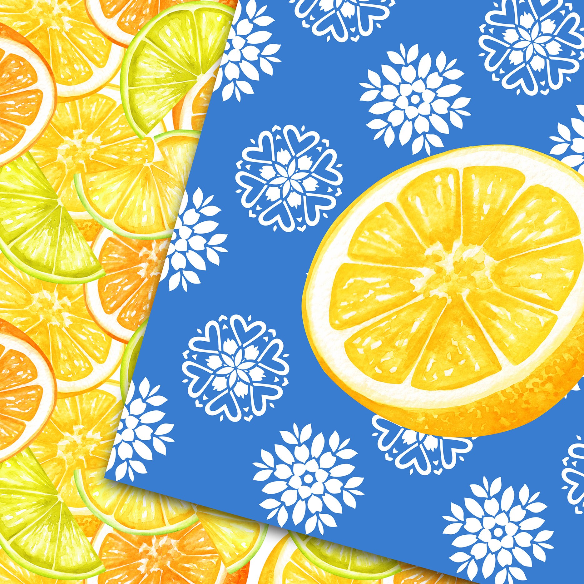 Watercolor Lemon Paper Pack, Citrus Digital Paper, Lemon Sublimation ...