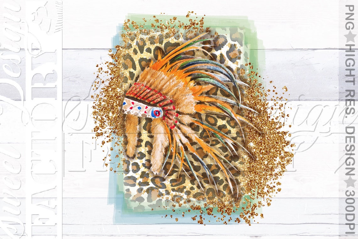 Leopard Feather Headress Sublimation PNG Printable Indian - Etsy