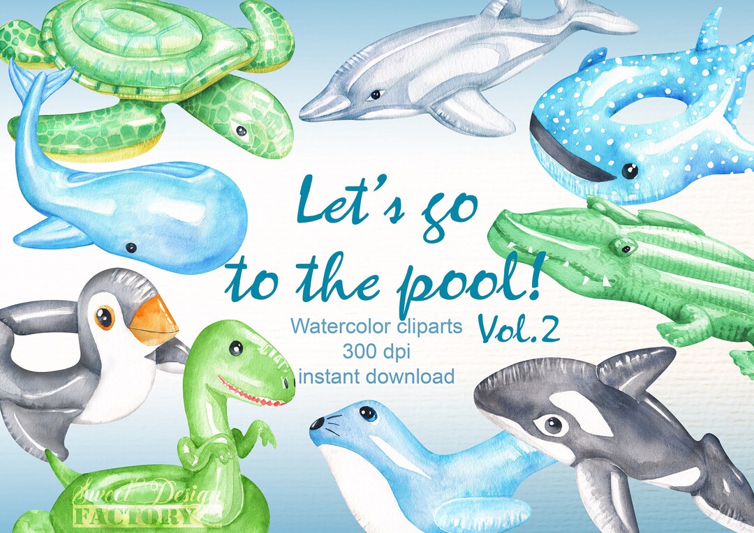Pool Float Watercolor Clipart / Pool Clipart/ Beach Clipart/ Summer ...