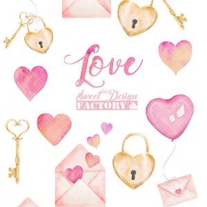 Valentine's Day Watercolor Clipart, Valentine Clipart, Love Clipart ...