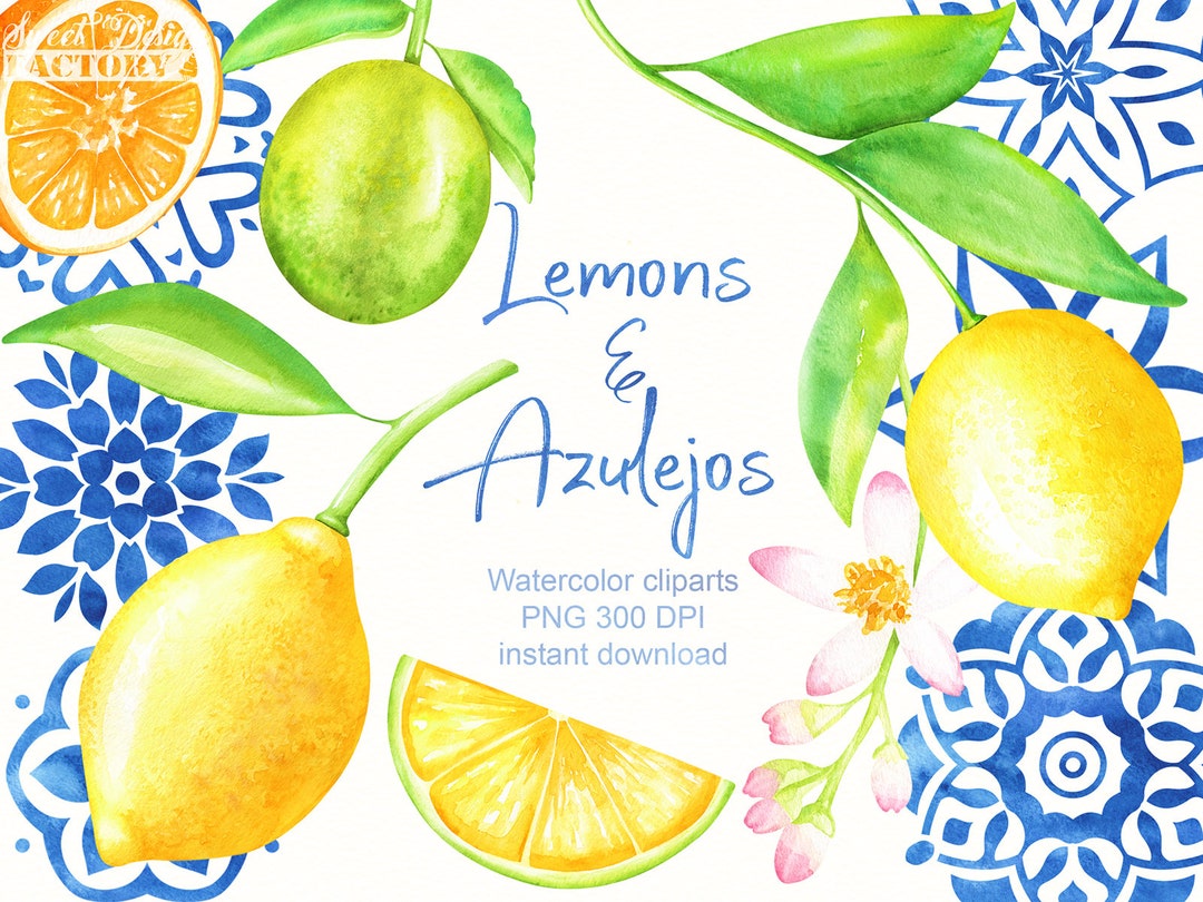 Lemon Watercolor Clipart, Summer Clipart, Lemon Sublimation, Ceramic ...