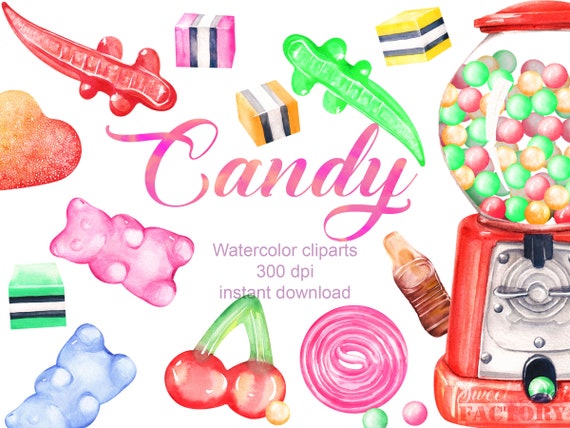 Watercolor Candy Clipart Sweets Png Halloween Candies Png - Etsy