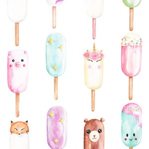 Popcicle Watercolor Clipart, Ice Cream Clipart, Watercolor Summer ...
