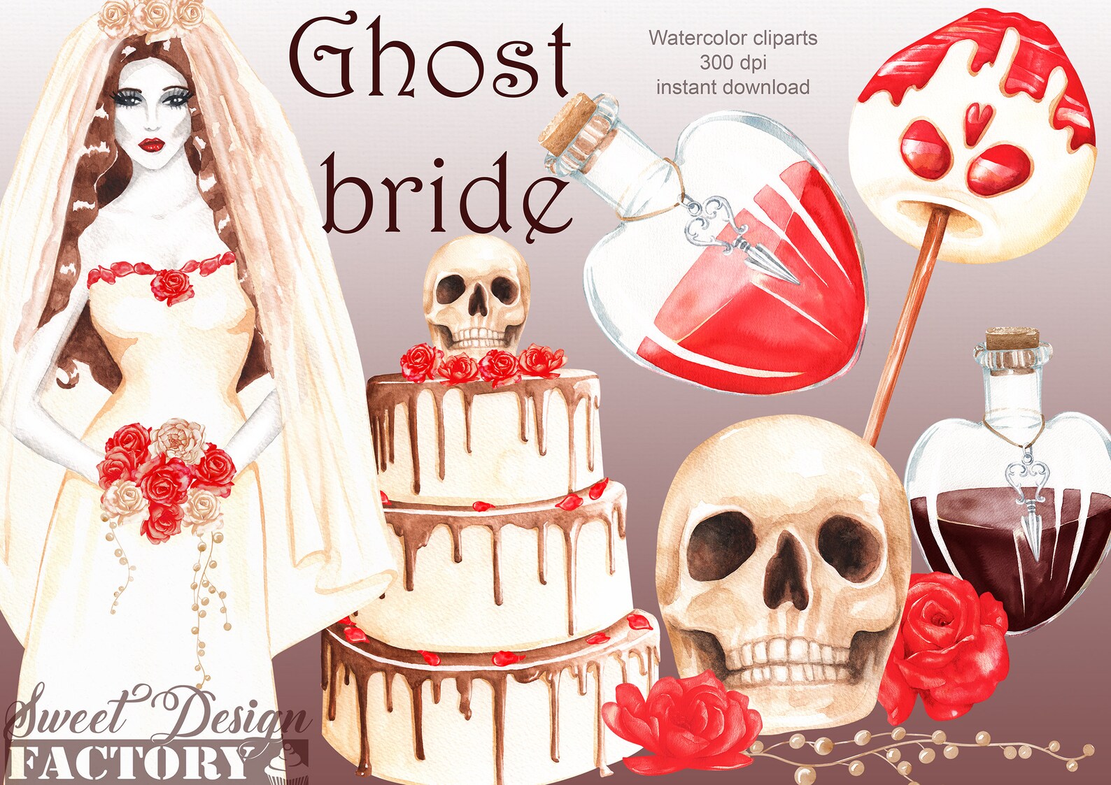Halloween Sublimation PNG, Gothic Wedding Clipart, Ghost Bride Clipart ...
