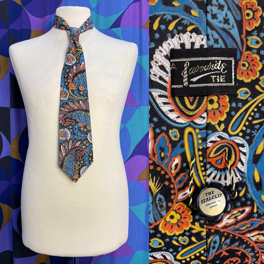 Groovy Vintage 60s 70s Psychedelic Print Tie Made in England by 'A ...